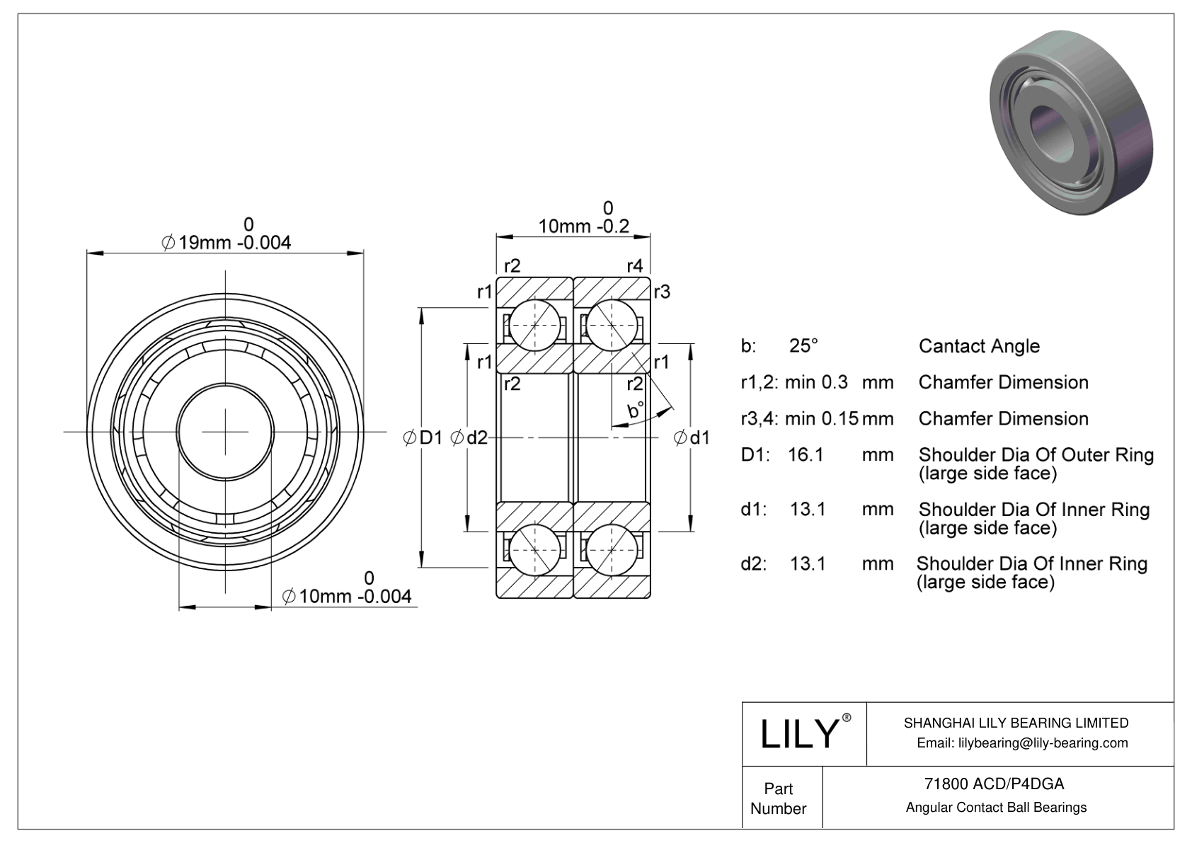 71800 ACD/P4DGA | Rodamientos de bolas de contacto angular de superprecisión - SKF | LILY Bearing
