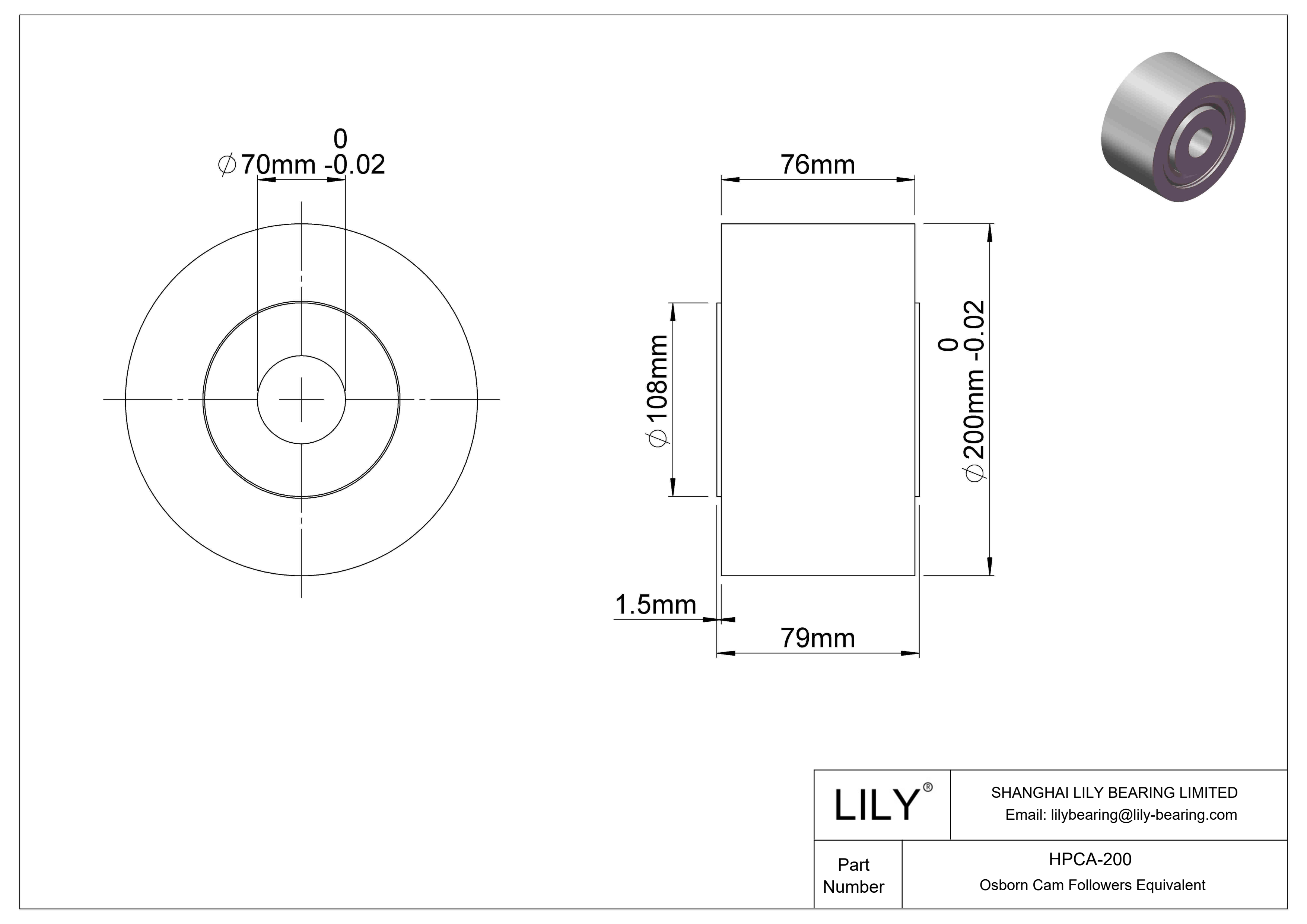 HPCA-200 | Yoke Cam Follower - Osborn | LILY Bearing