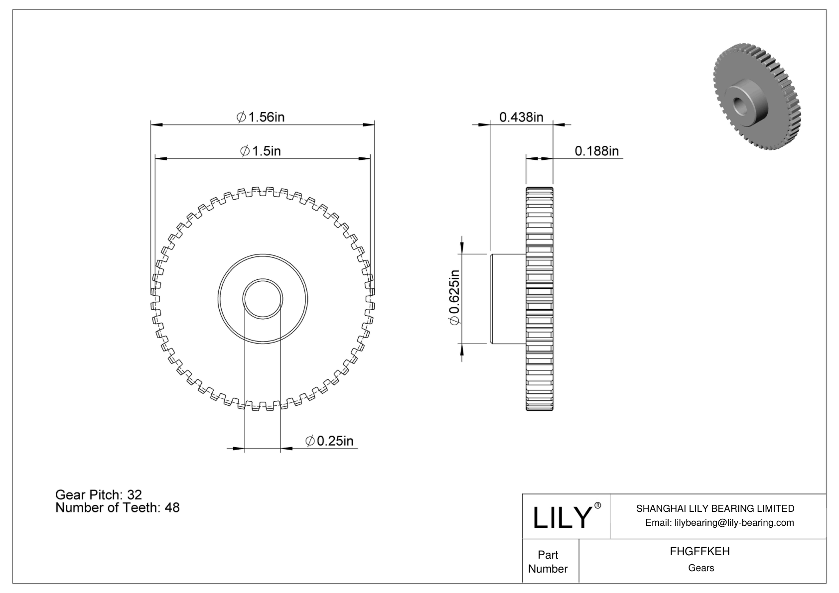 57655K47 | Plastic Gears - 14 1/2° Pressure Angle | LILY Bearing