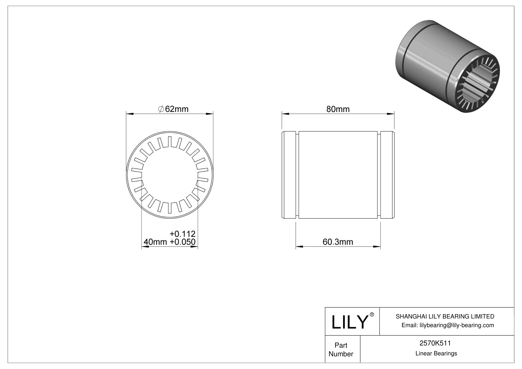 2570K511 | Dust-Resistant Linear Sleeve Bearings | Lily Bearing