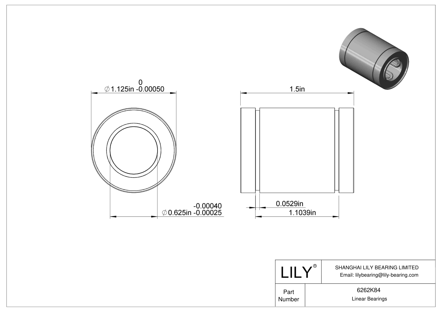 6262K84 | Common Linear Ball Bearings | Lily Bearing