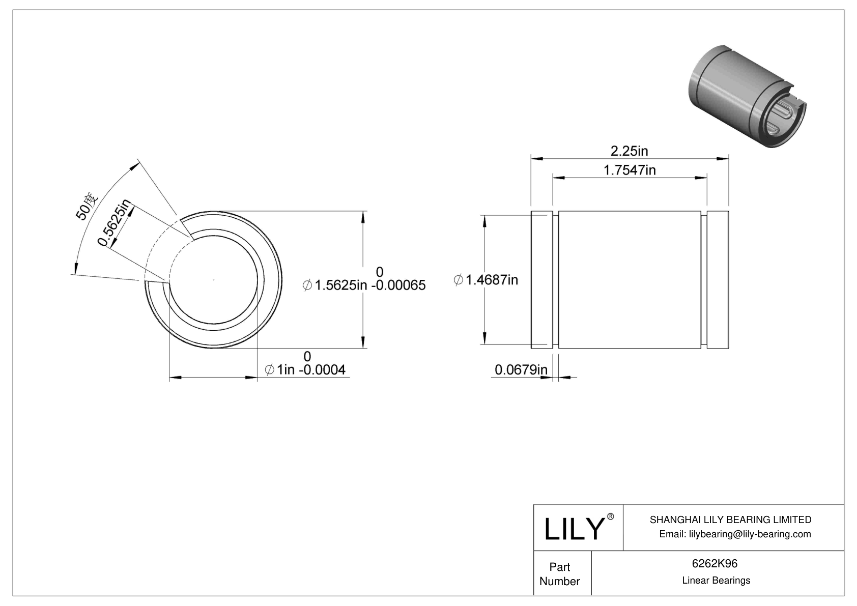 6262K96 | Common Linear Ball Bearings for Support Rail Shafts | Lily ...