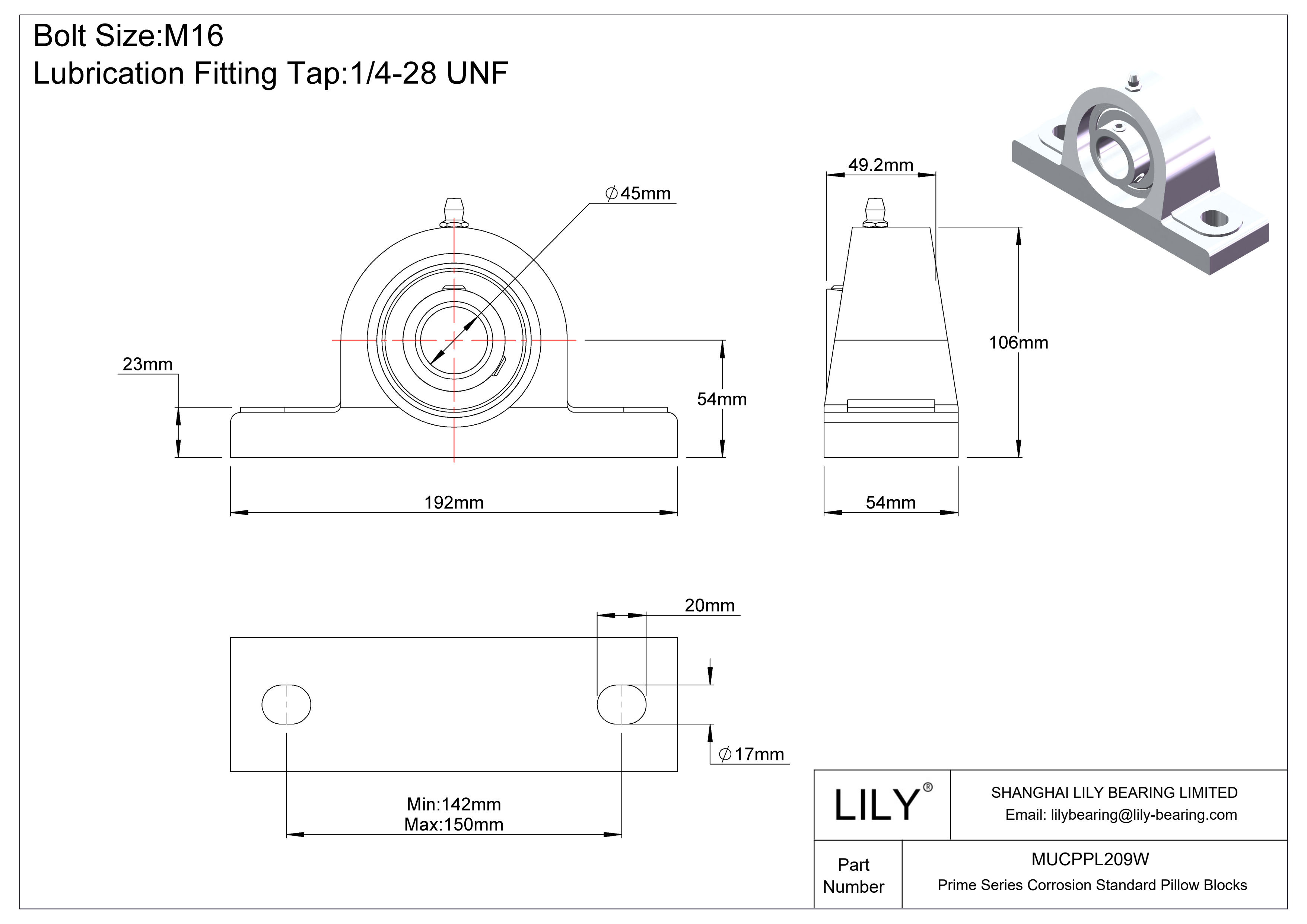 MUCPPL209W | Prime Series Corrosion Standard Pillow Blocks - AMI | LILY ...