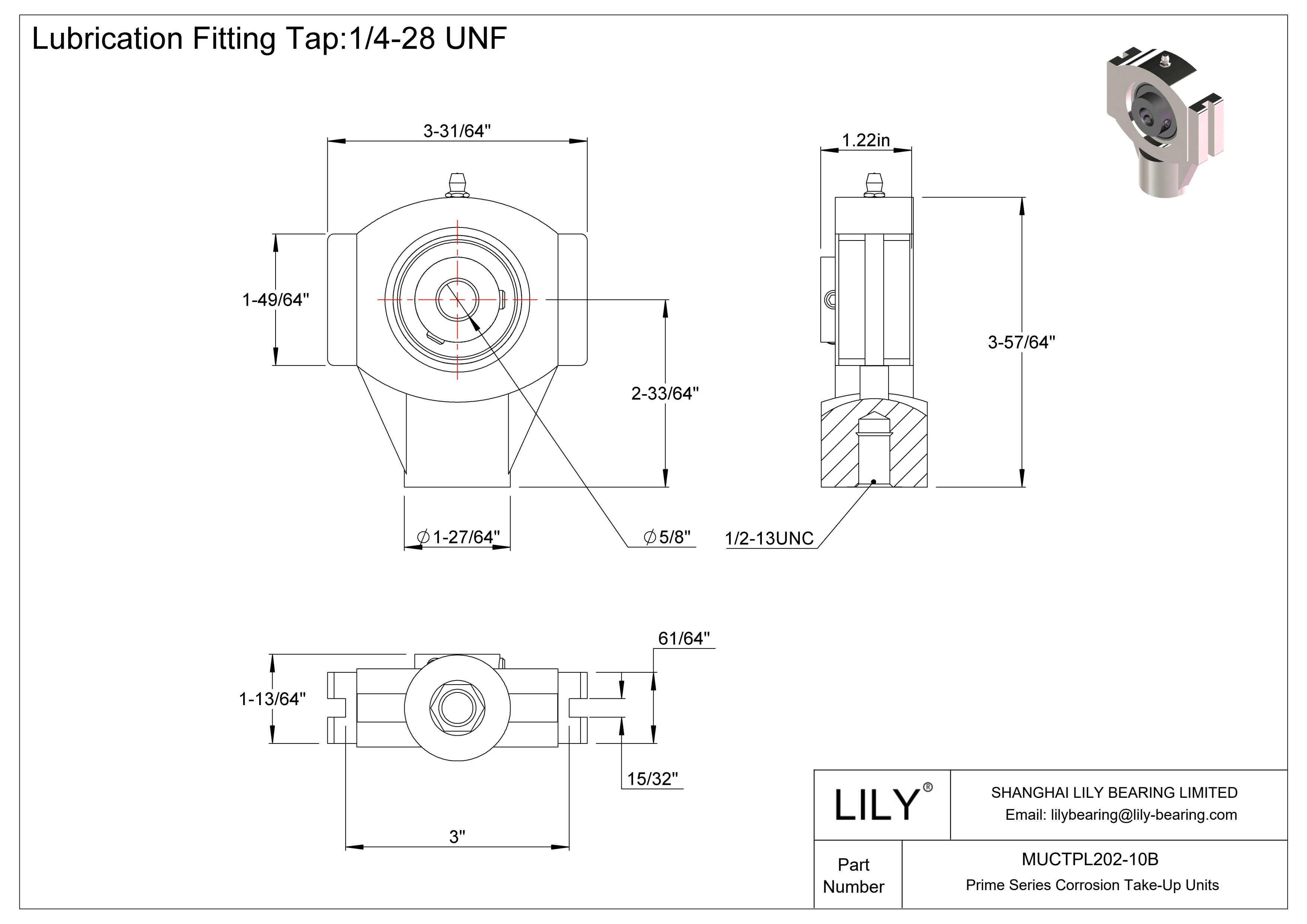MUCTPL202-10B | Prime Series Corrosion Take-Up Units - AMI | LILY Bearing