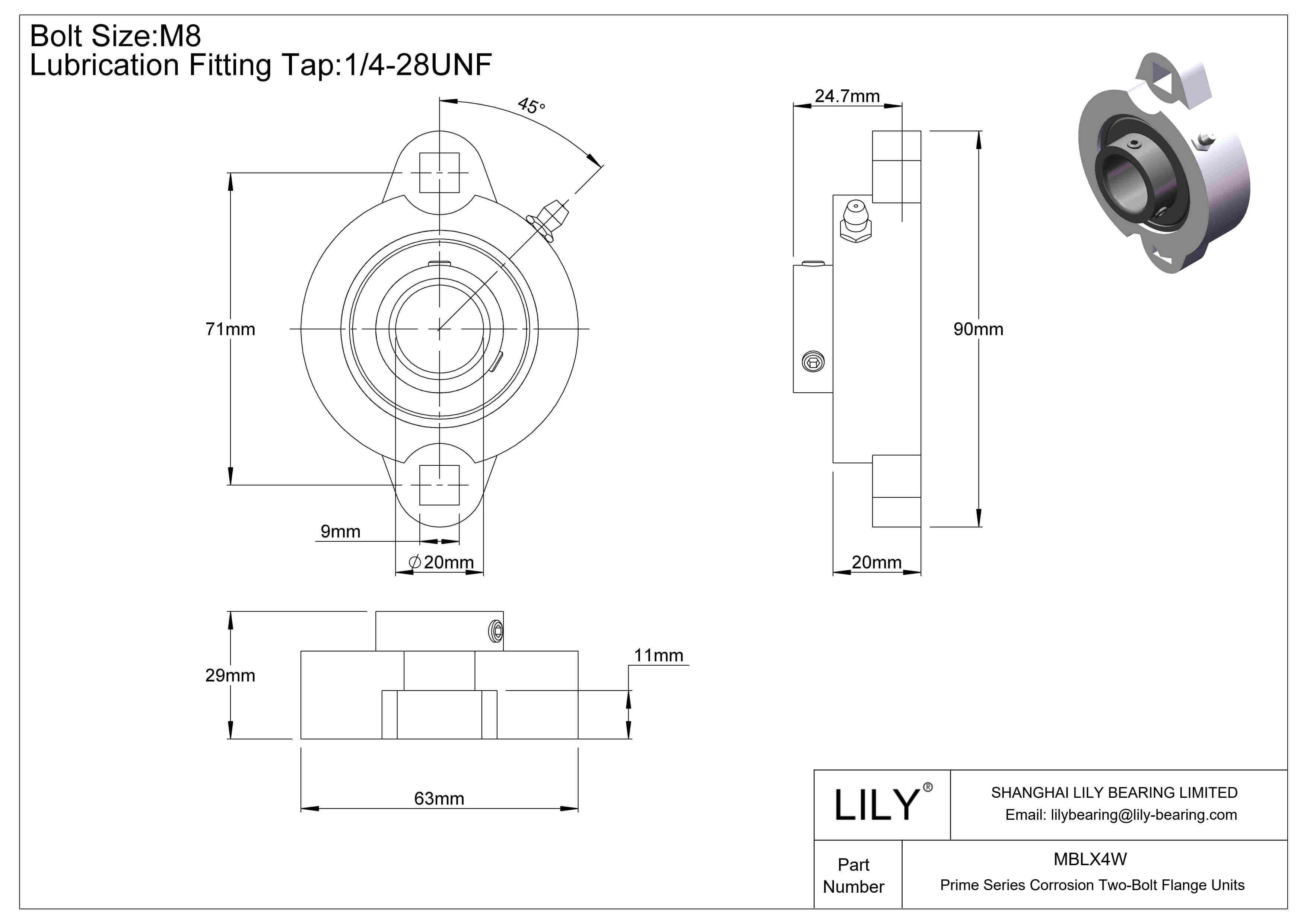 MBLX4W | Prime Series Corrosion Two-Bolt Flange Units - AMI | LILY Bearing