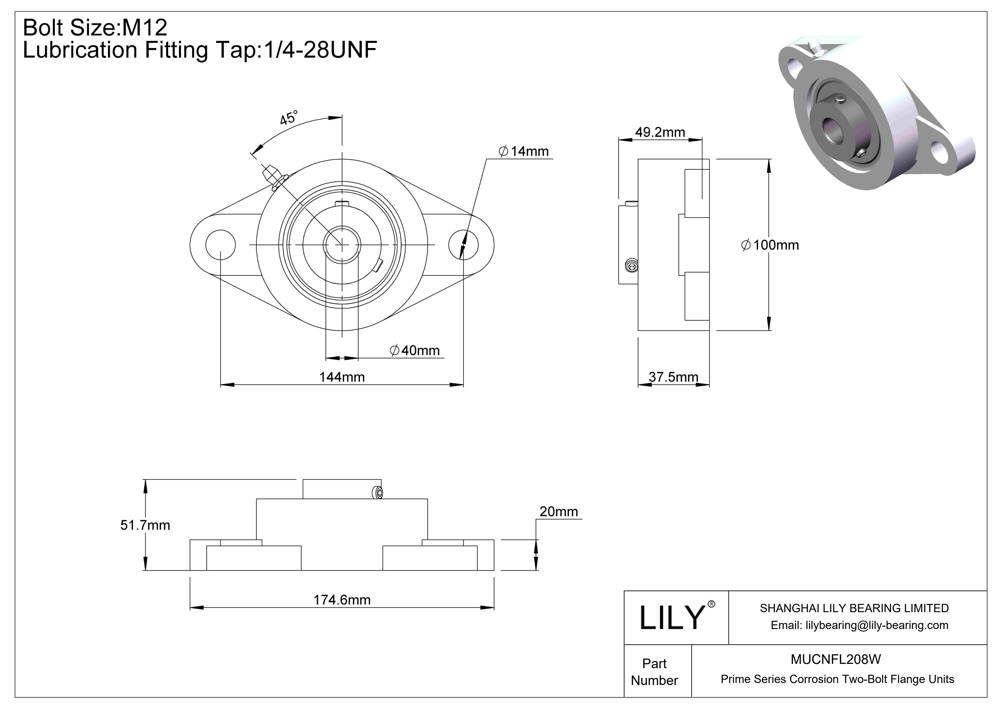 MUCNFL208W | Prime Series Corrosion Two-Bolt Flange Units - AMI | LILY ...