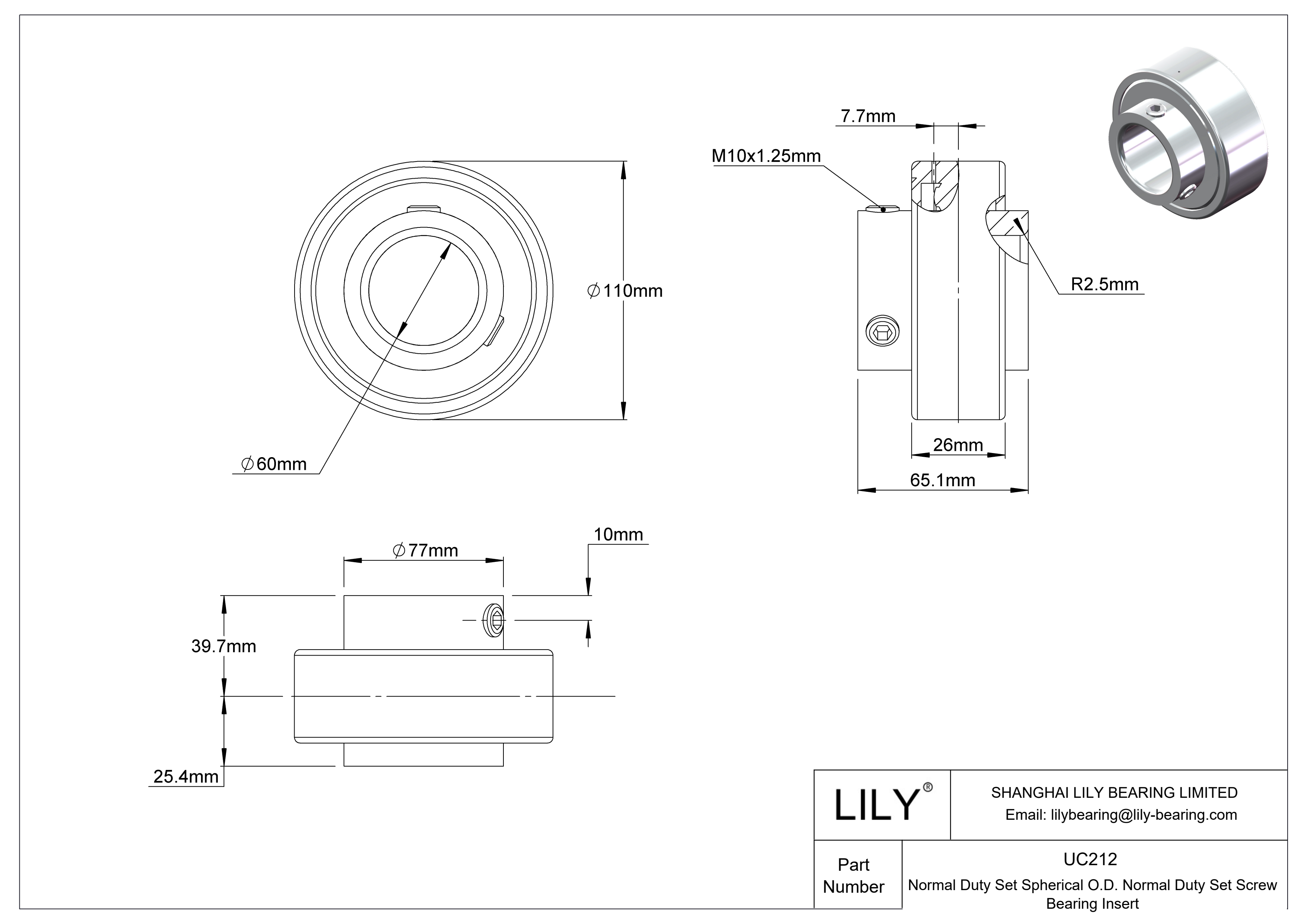 UC212 | Normal Duty Set Spherical O.D. Normal Duty Set Screw Bearing ...