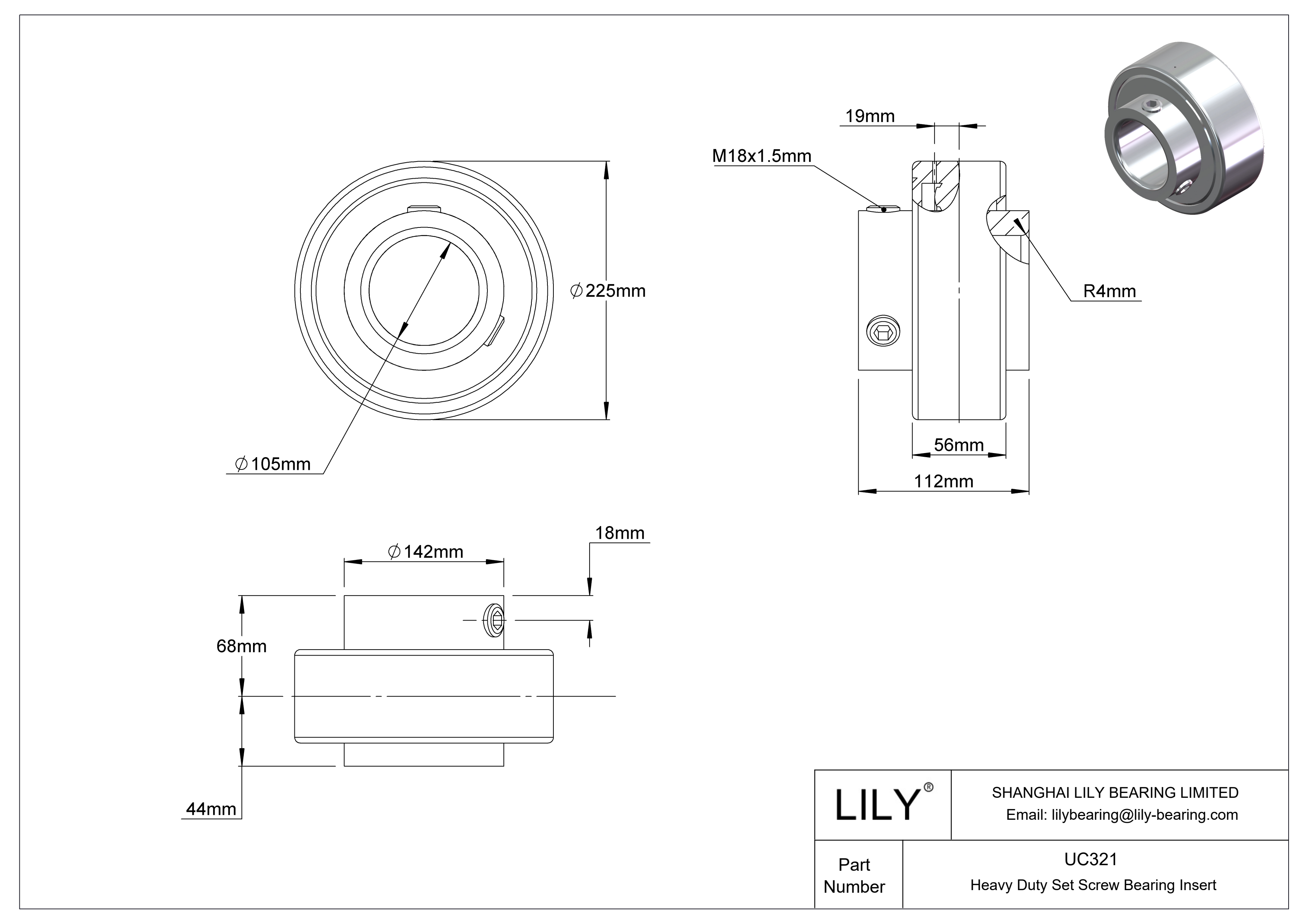 UC321 | Heavy Duty Set Screw Bearing Insert - AMI | LILY Bearing