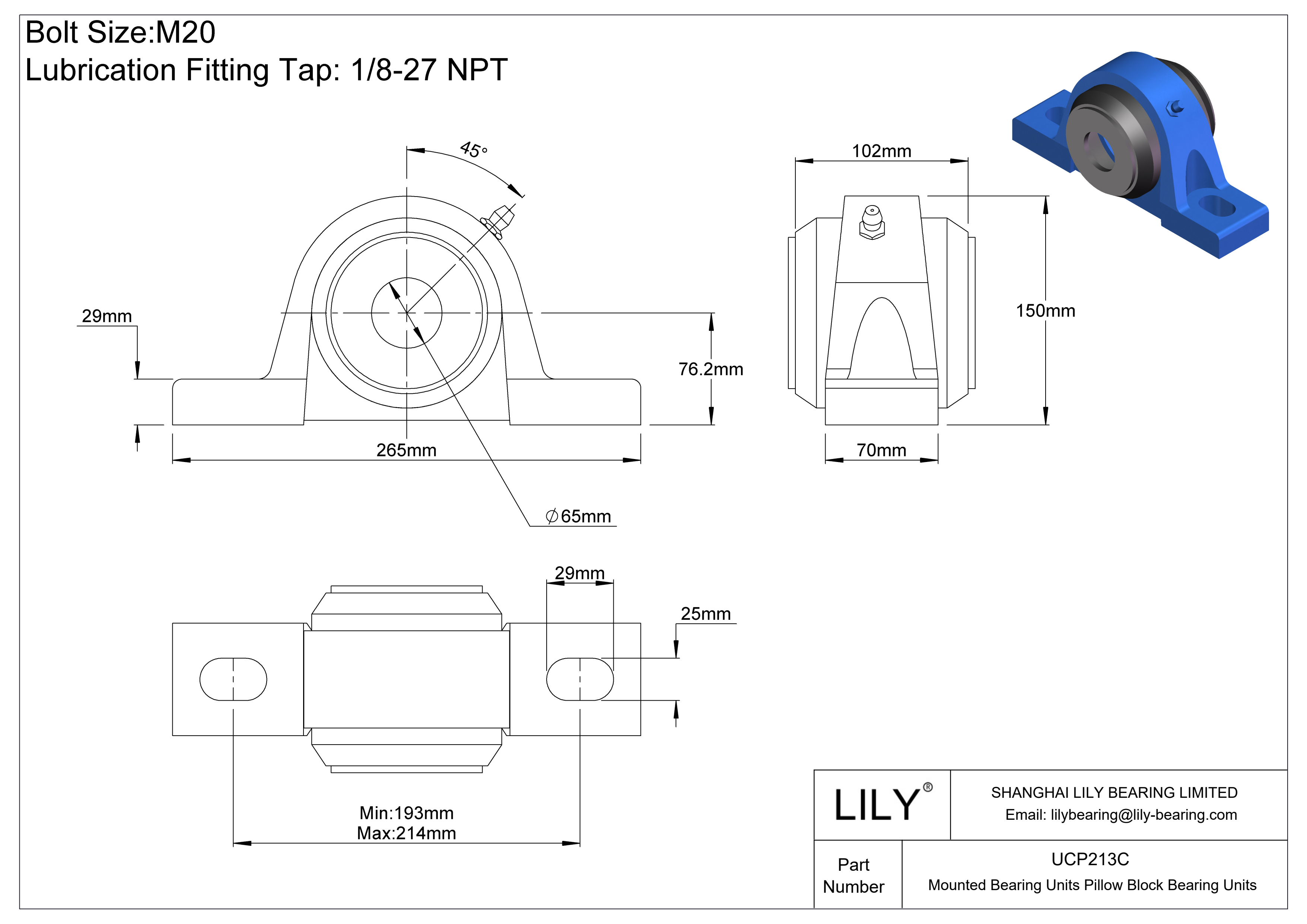 UCP213C | Mounted Bearing Units Pillow Block Bearing Units - AMI | LILY ...
