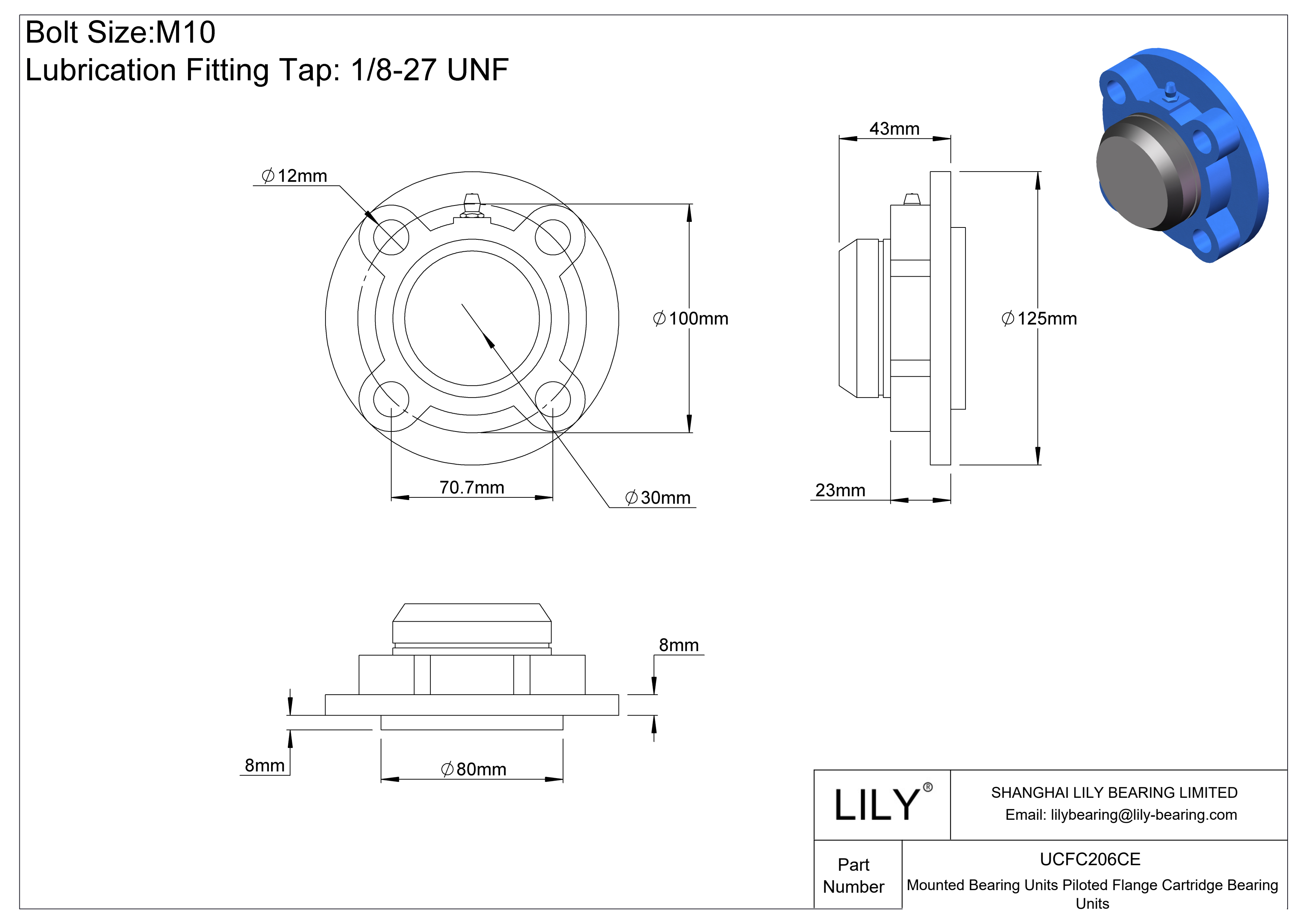 UCFC206CE | Mounted Bearing Units Piloted Flange Cartridge Bearing ...