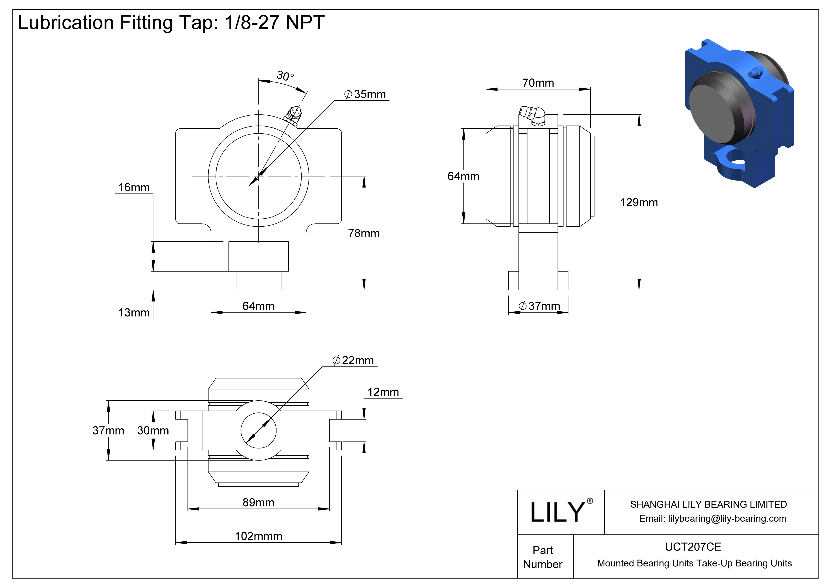 UCT207CE | Mounted Bearing Units Take-Up Bearing Units - AMI | LILY Bearing