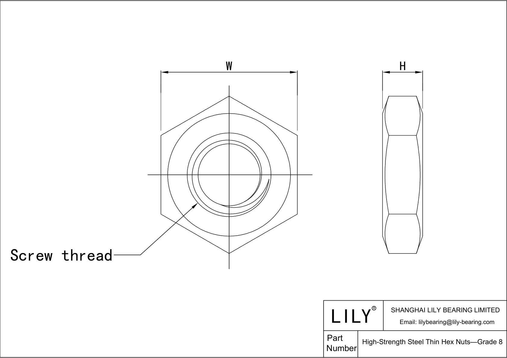 92053A110 | High-Strength Steel Thin Hex Nuts—Grade 8 | LILY Bearing