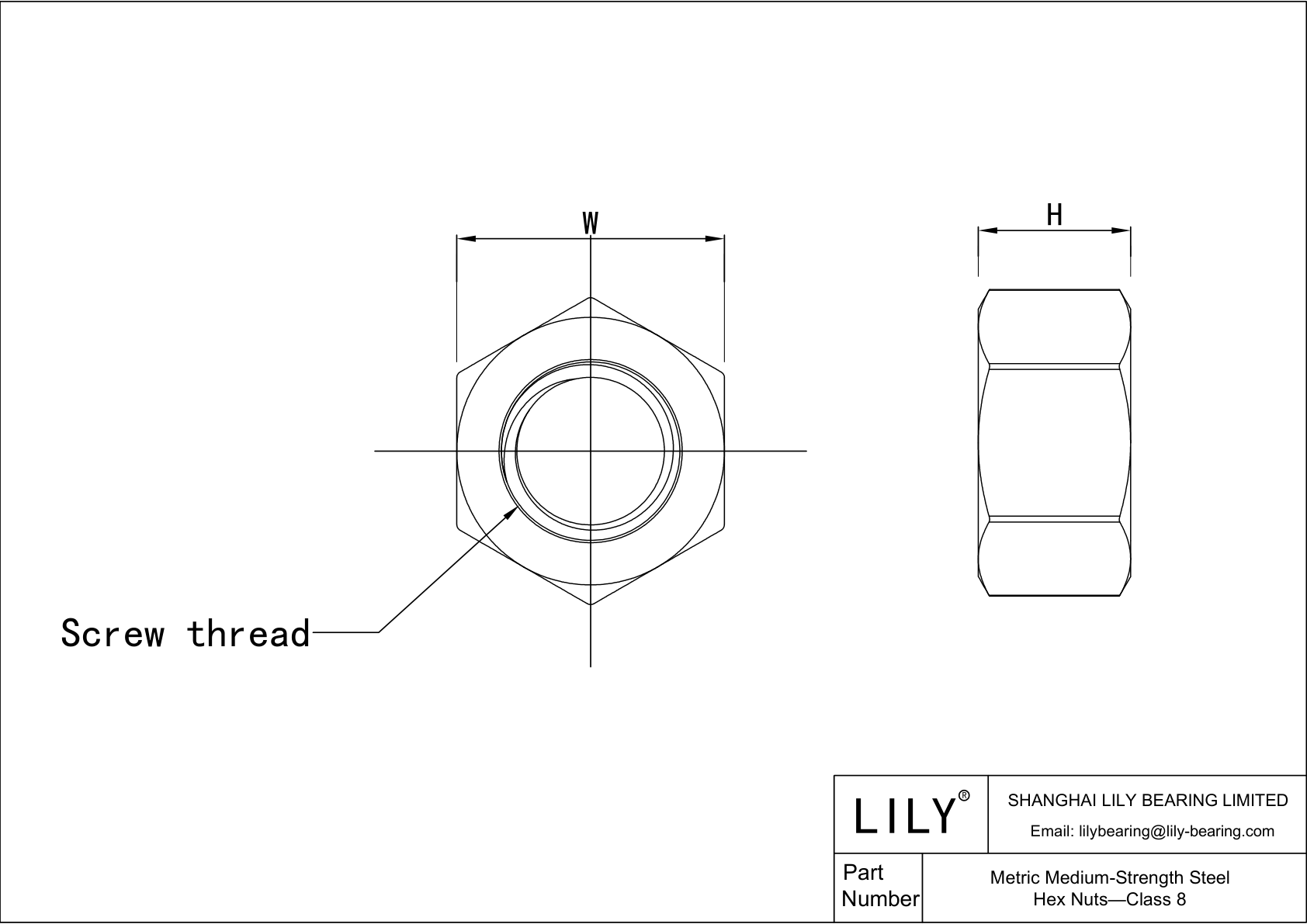 97700A340 | Metric Medium-Strength Steel Hex Nuts—Class 8 | LILY Bearing