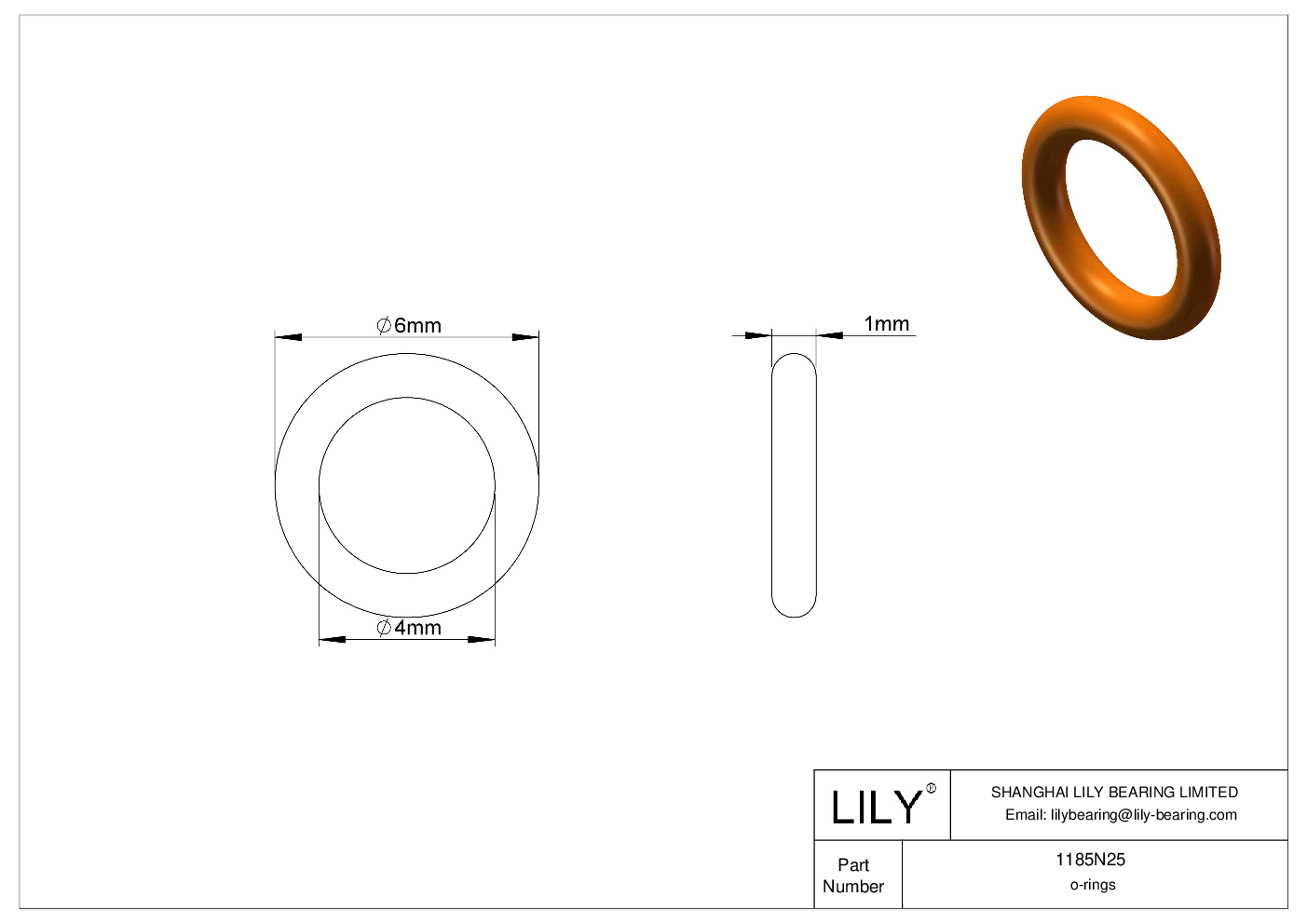 1185N25 | Chemical Resistant O-rings Round | LILY Bearing