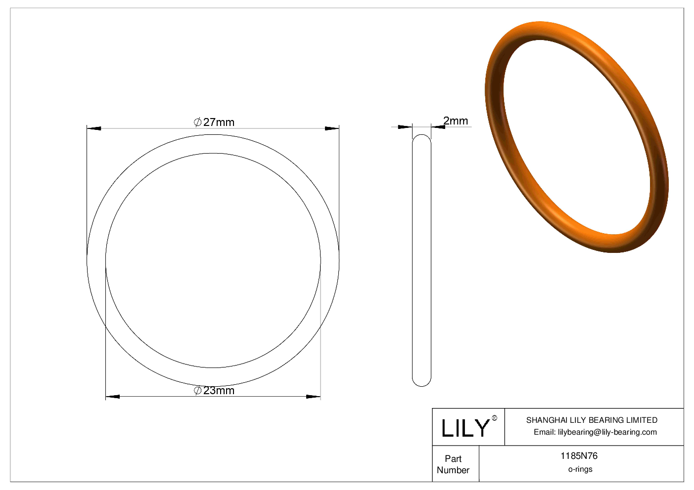 1185N76 | Chemical Resistant O-rings Round | Lily Bearing