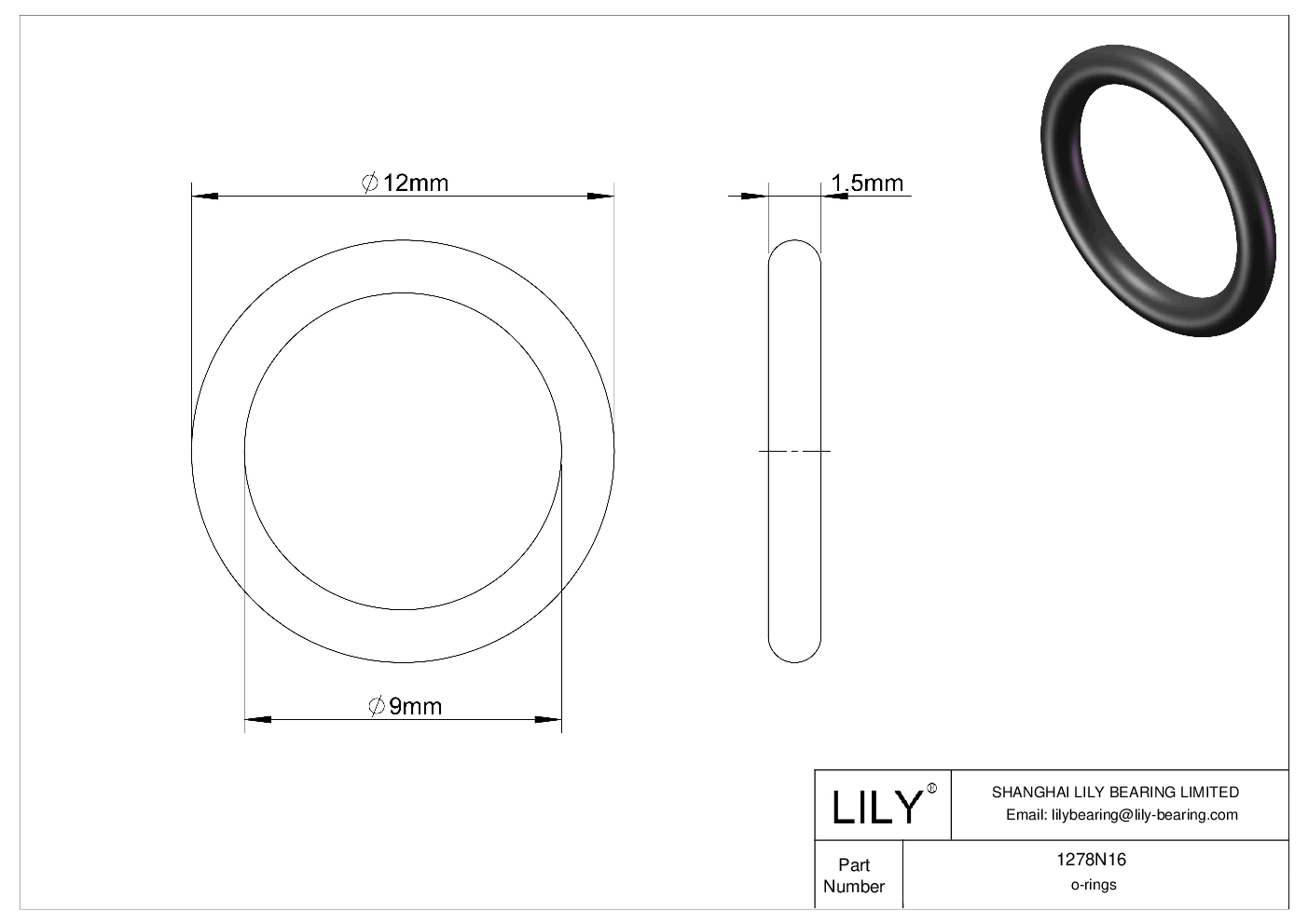 1278N16 | Chemical Resistant O-rings Round | Lily Bearing