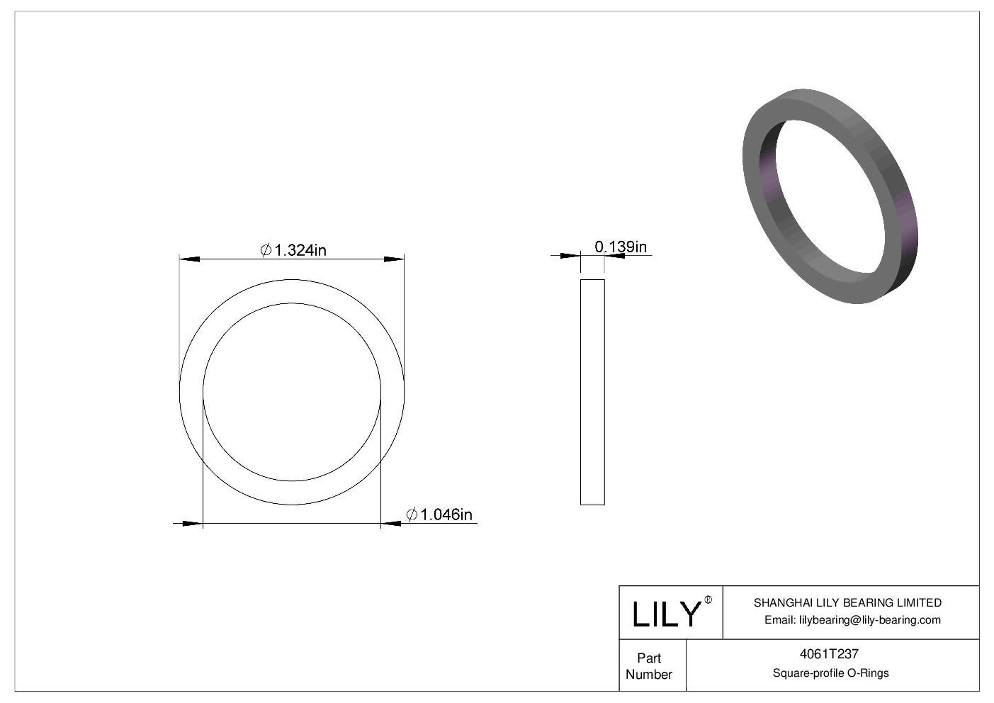 4061T237 | Oil Resistant O-Rings Square | Lily Bearing