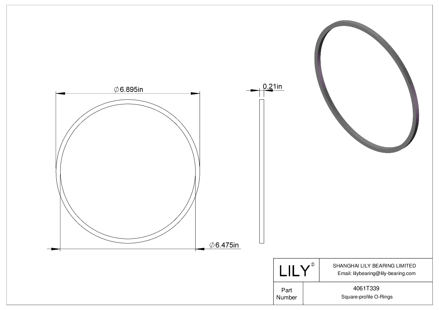 4061T339 | Oil Resistant O-Rings Square | Lily Bearing