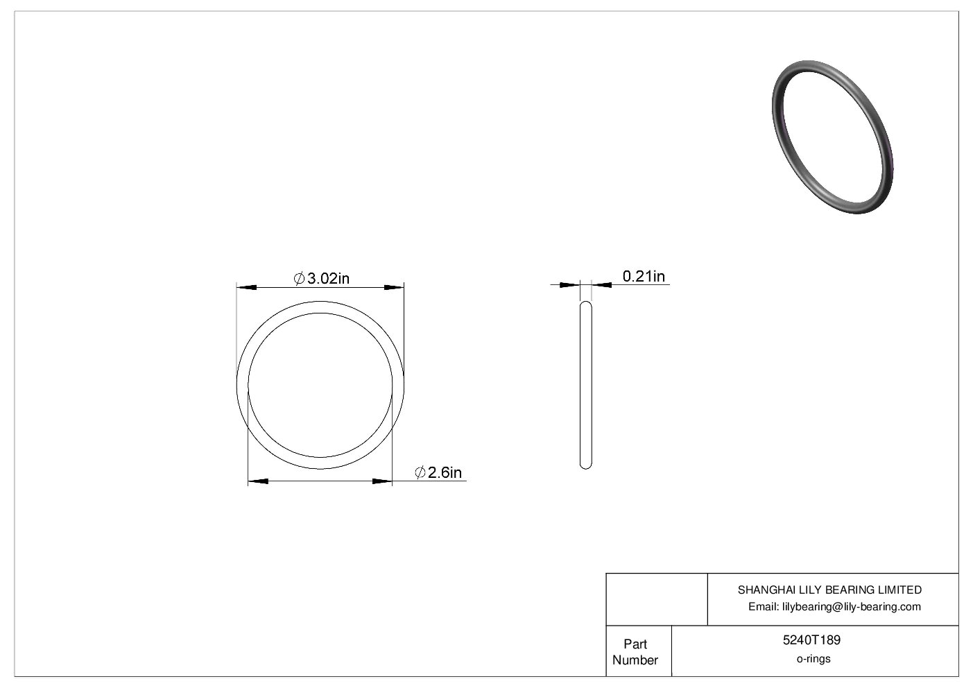 5240T189 | Chemical Resistant O-rings Round | Lily Bearing
