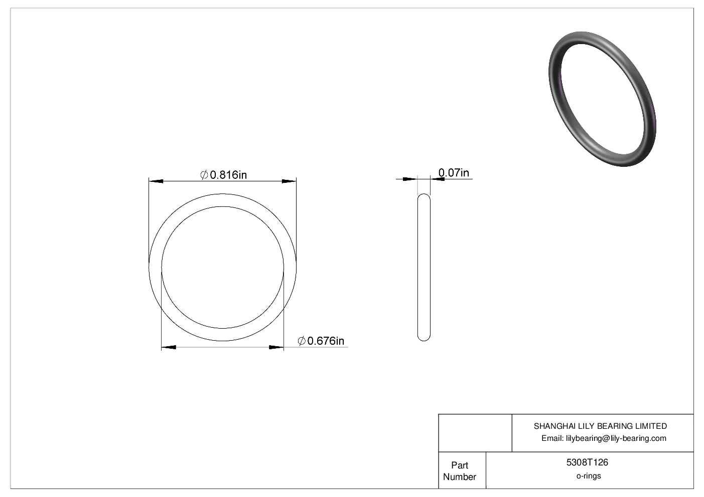 5308T126 | Oil Resistant O-Rings Round | Lily Bearing