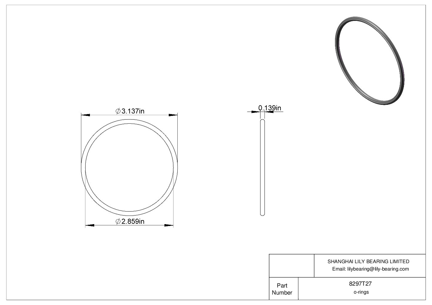 8297T27 | Chemical Resistant O-rings Round | Lily Bearing