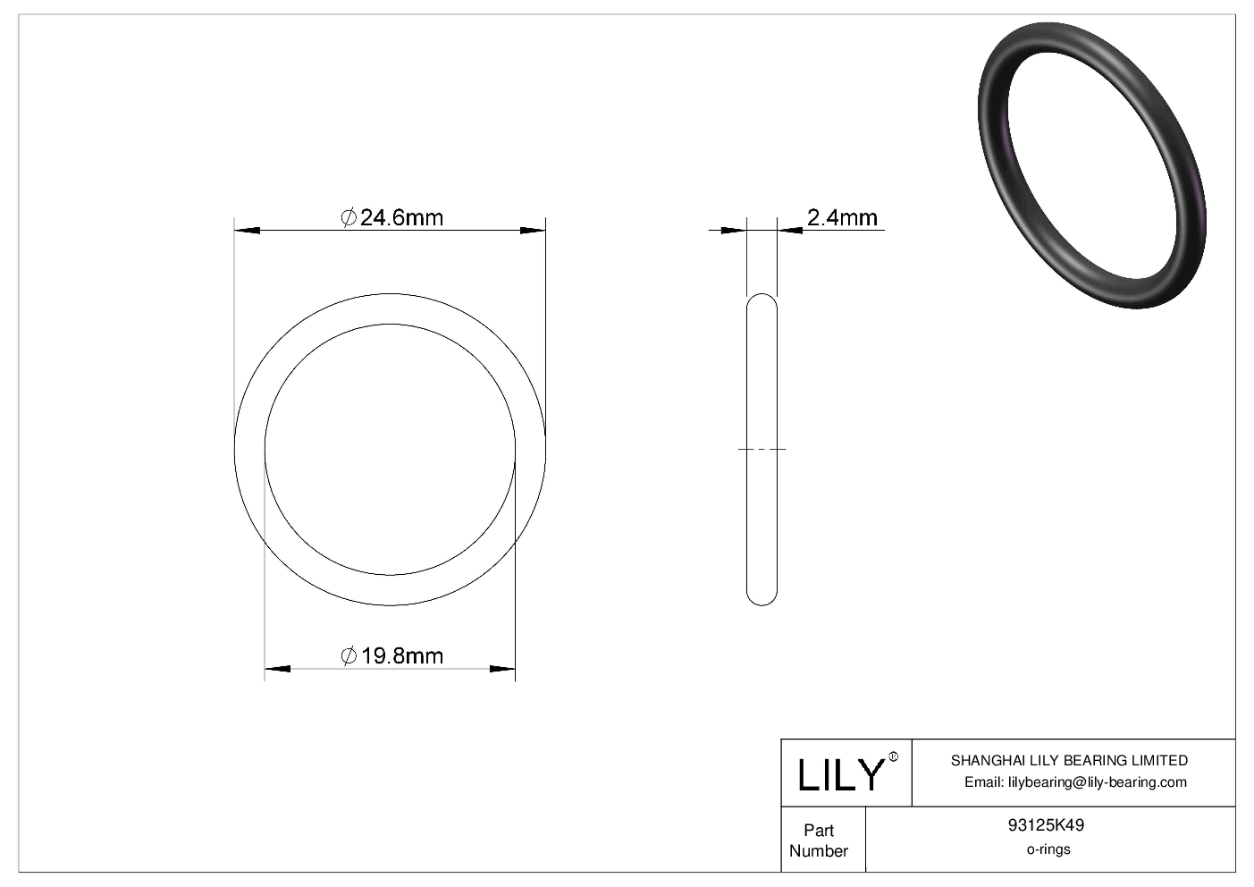 93125K49 | Oil Resistant O-Rings Round | LILY Bearing