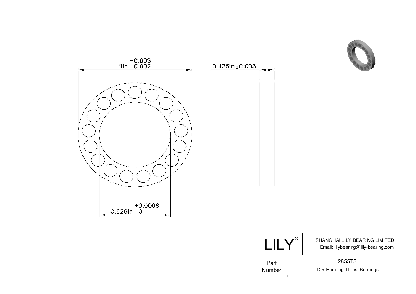 2855T3 | High-Temperature Dry-Running Thrust Bearings | LILY Bearing