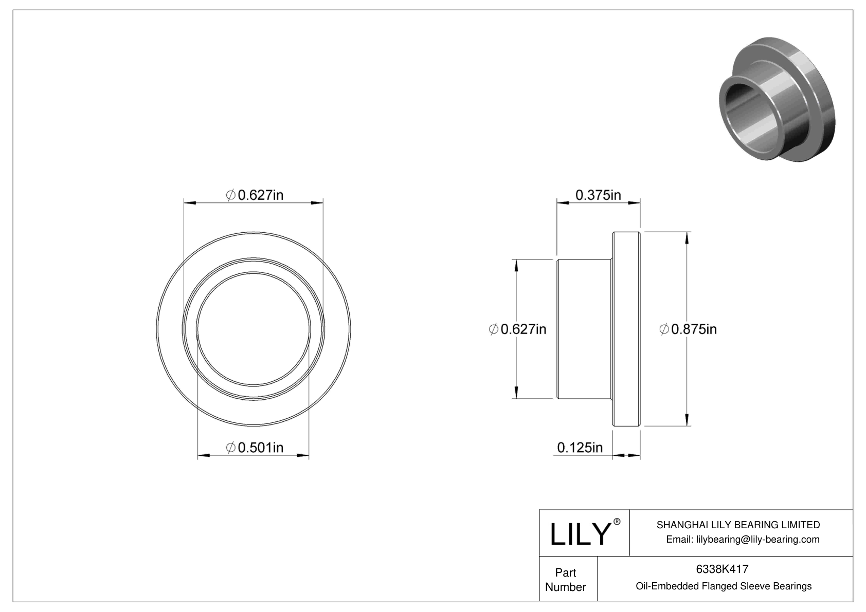 6338K417 | Oil-Embedded Flanged Sleeve Bearings | LILY Bearing