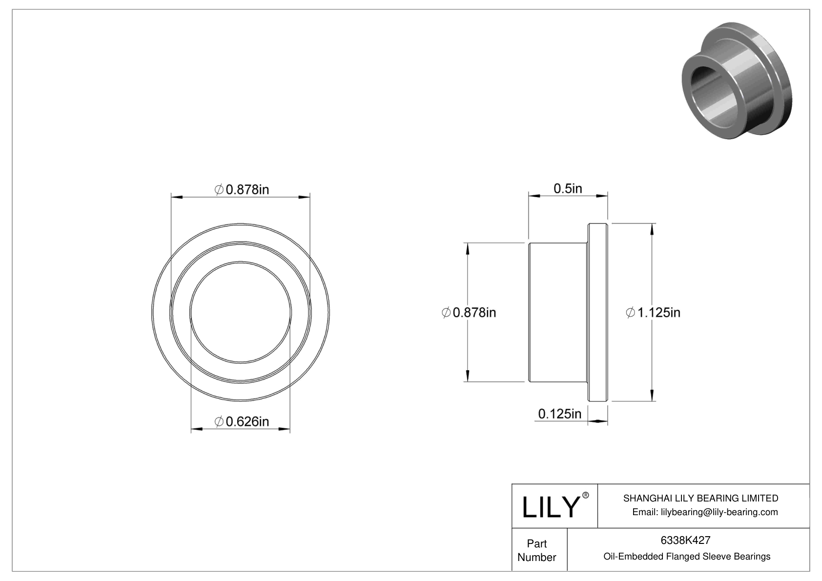 6338K427 | Oil-Embedded Flanged Sleeve Bearings | LILY Bearing