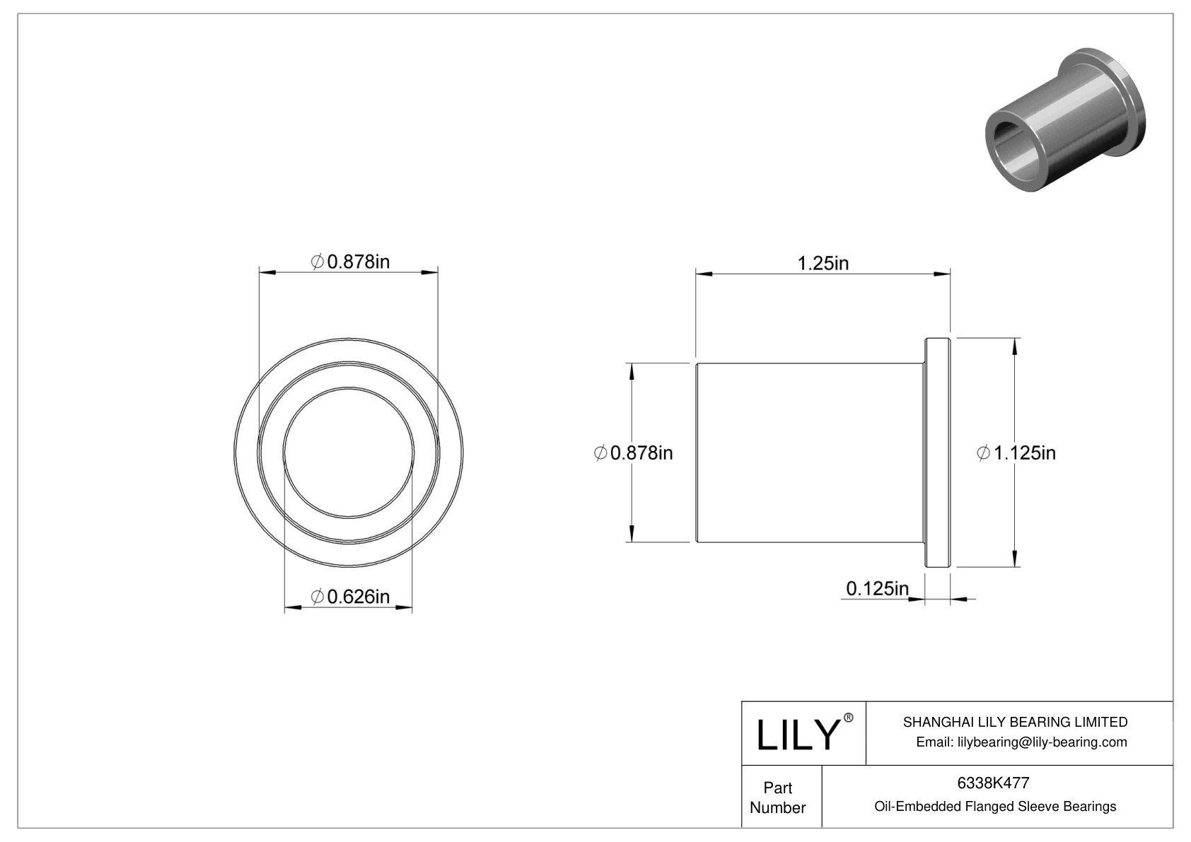 6338K477 | Oil-Embedded Flanged Sleeve Bearings | LILY Bearing