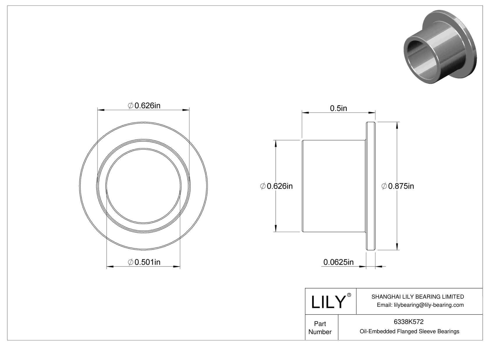 6338K572 | Oil-Embedded Flanged Sleeve Bearings | LILY Bearing